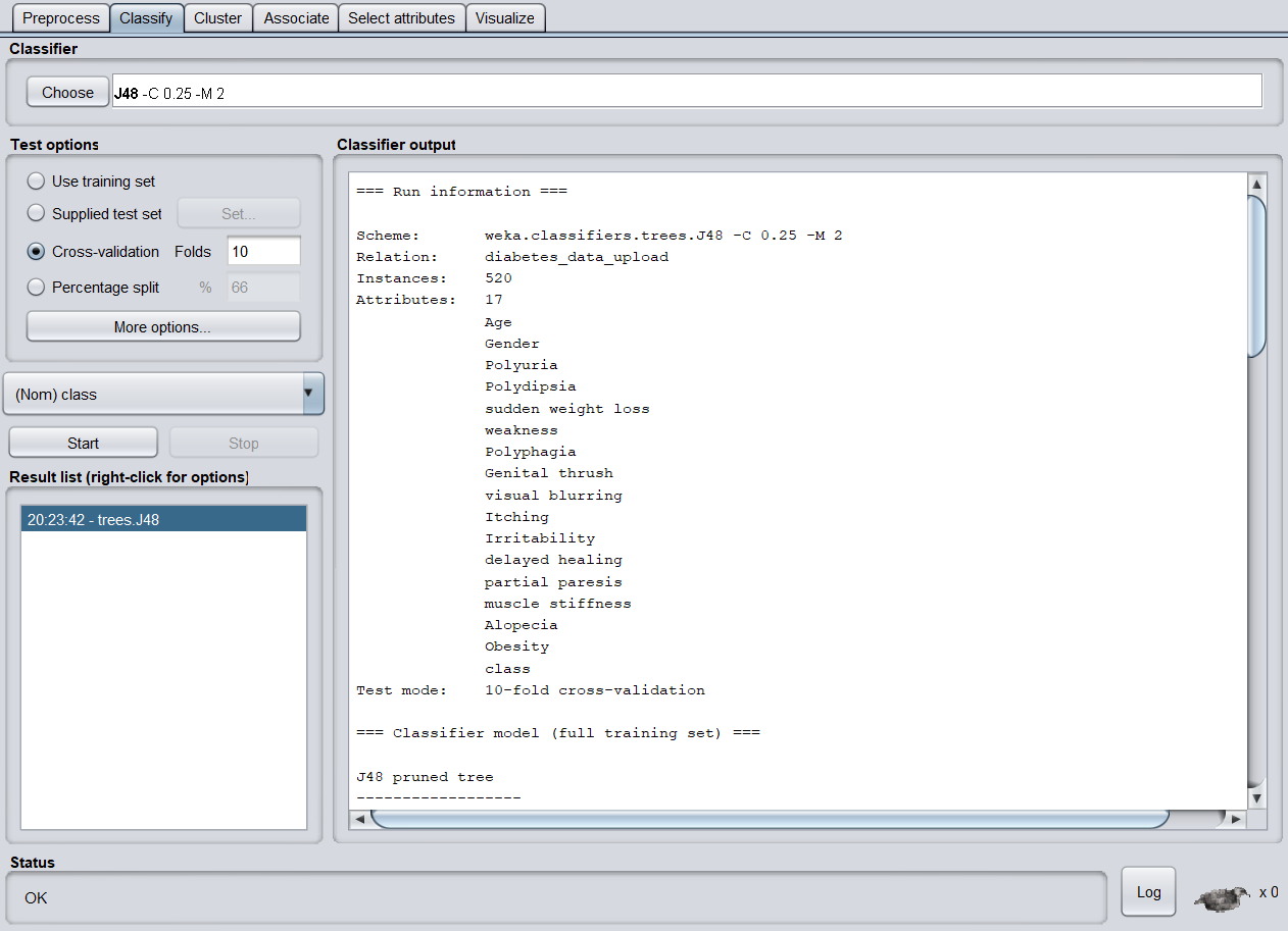Weka(二)—Classification(糖尿病数据集&Cross-validation交叉验证&meta-classifier(CVParameter)&Weka Knowledge ...