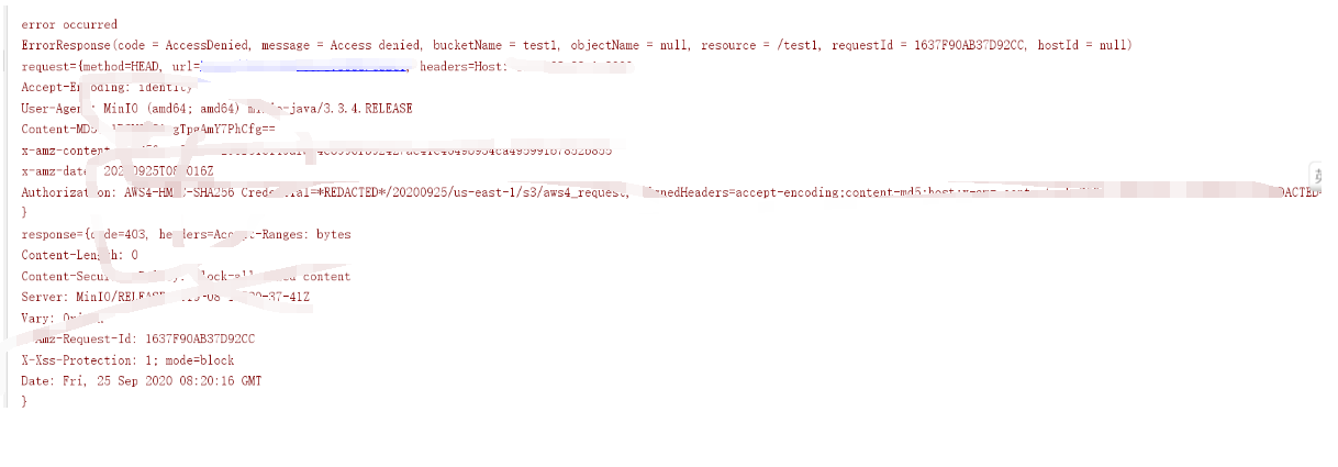 JAVA代码上传文件至minio报错: Access denied_io.minio.errors.errorresponseexception: access den-CSDN博客