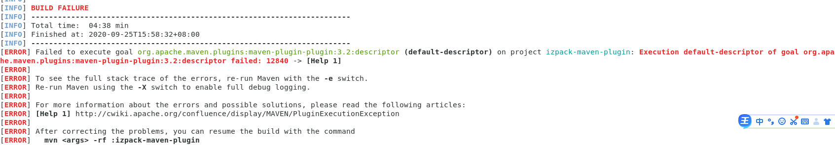编译maven插件出错：maven-plugin-plugin:3.2:descriptor failed: 12840_org.apache.maven.plugins:maven ...