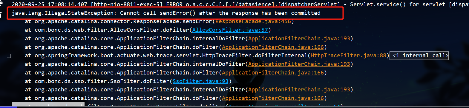 Cannot call sendError() after the response has been committed-CSDN博客