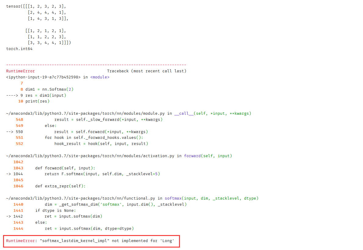 RuntimeError: “softmax_lastdim_kernel_impl“ not implemented for ‘Long‘-CSDN博客