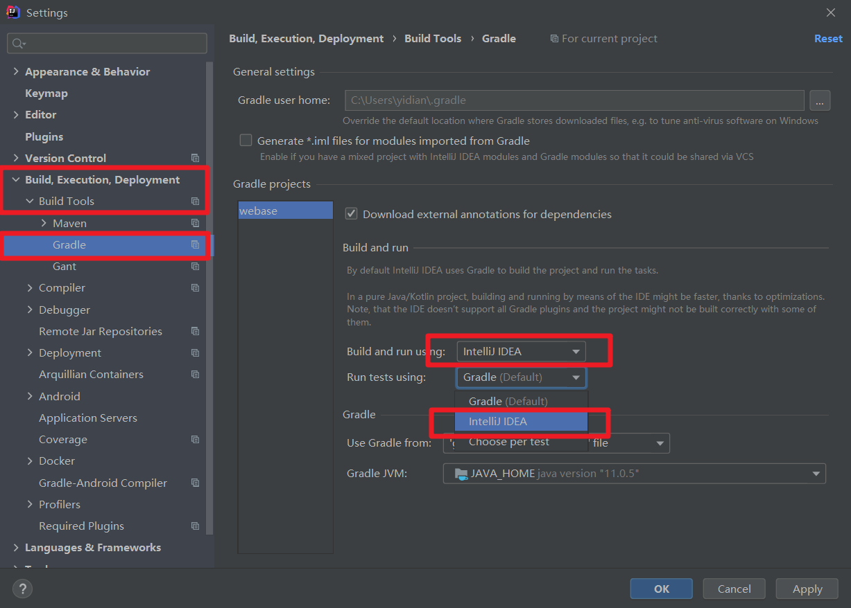 Gradle 项目 在 IDEA 中运行，出现找不到符号错误_idea build and run using gradle idea-CSDN博客