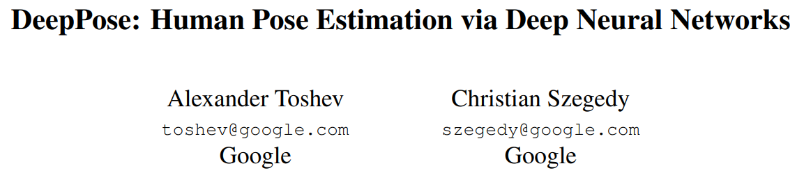 【DeepPose】《DeepPose：Human Pose Estimation via Deep Neural Networks》_deeppose: human pose ...