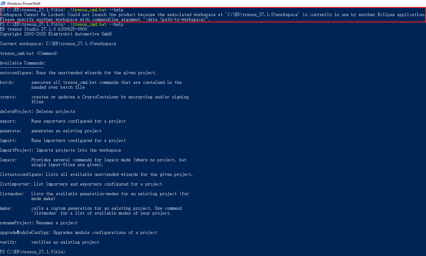 EB Tresos Studio command line generation code - Programmer Sought