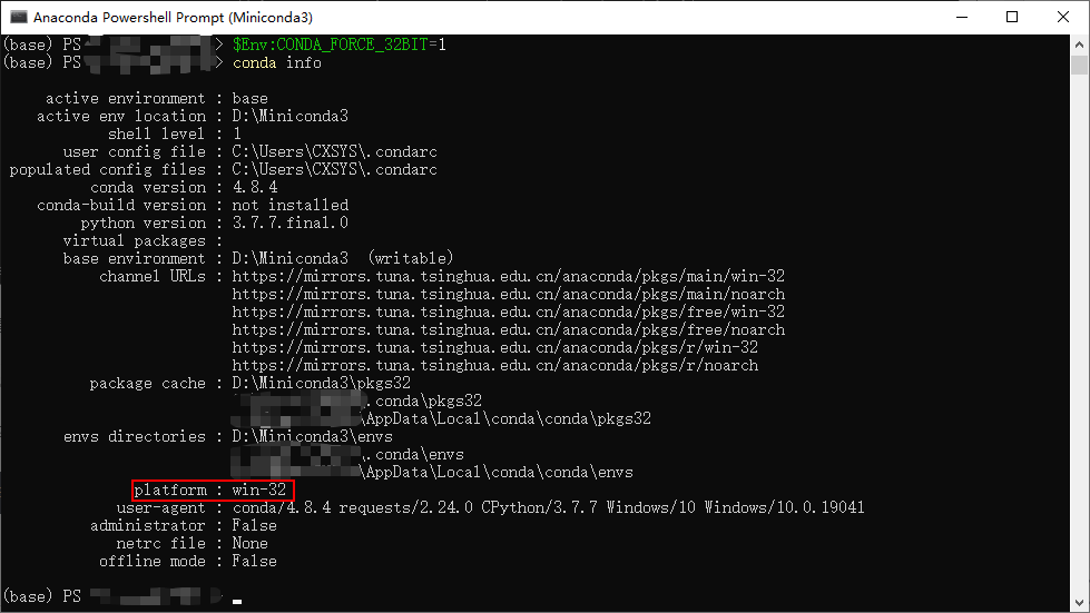 Anaconda 使用 set CONDA_FORCE_32BIT=1 切换32位环境失败的解决方法_conda 配置32位运行环境失败-CSDN博客