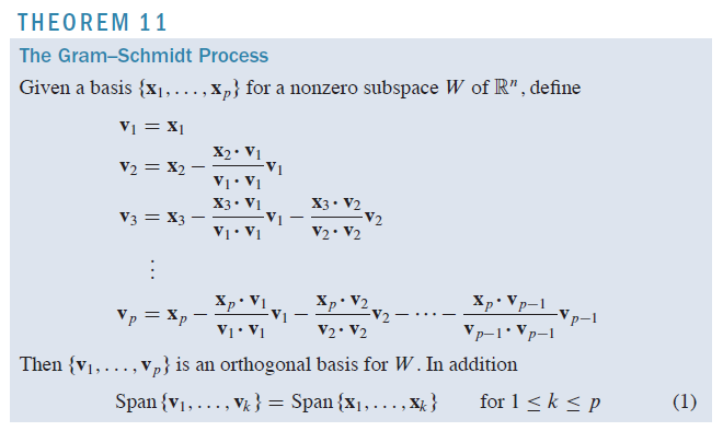 Chapter 6 (Orthogonality and Least Squares): The Gram–Schmidt process ...