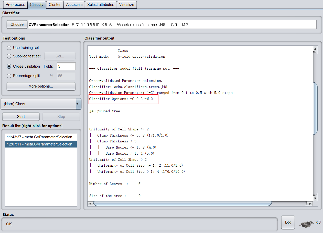 Weka(二)—Classification(糖尿病数据集&Cross-validation交叉验证&meta-classifier(CVParameter)&Weka Knowledge ...