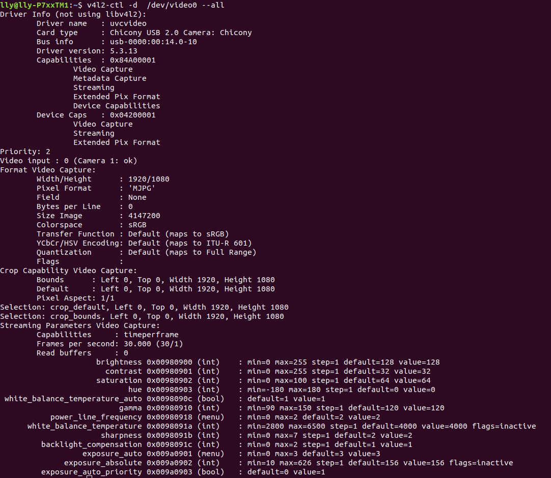 Ubuntu view camera parameters - Programmer Sought