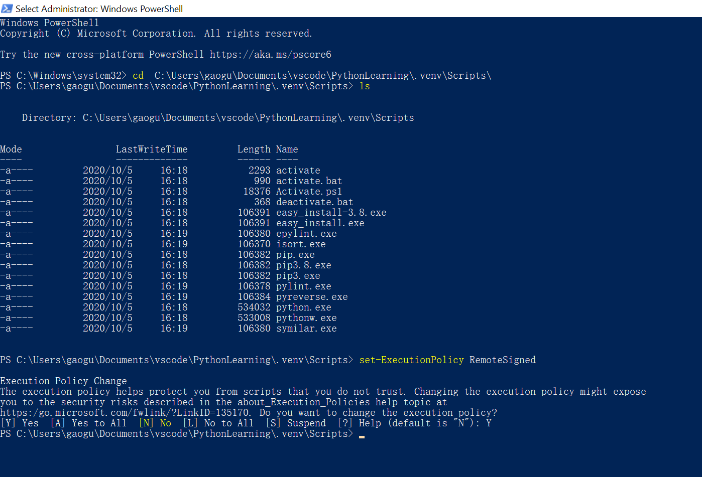 ps1 cannot be loaded because running scripts is disabled on this system. ------vscode编写python遇到 ...