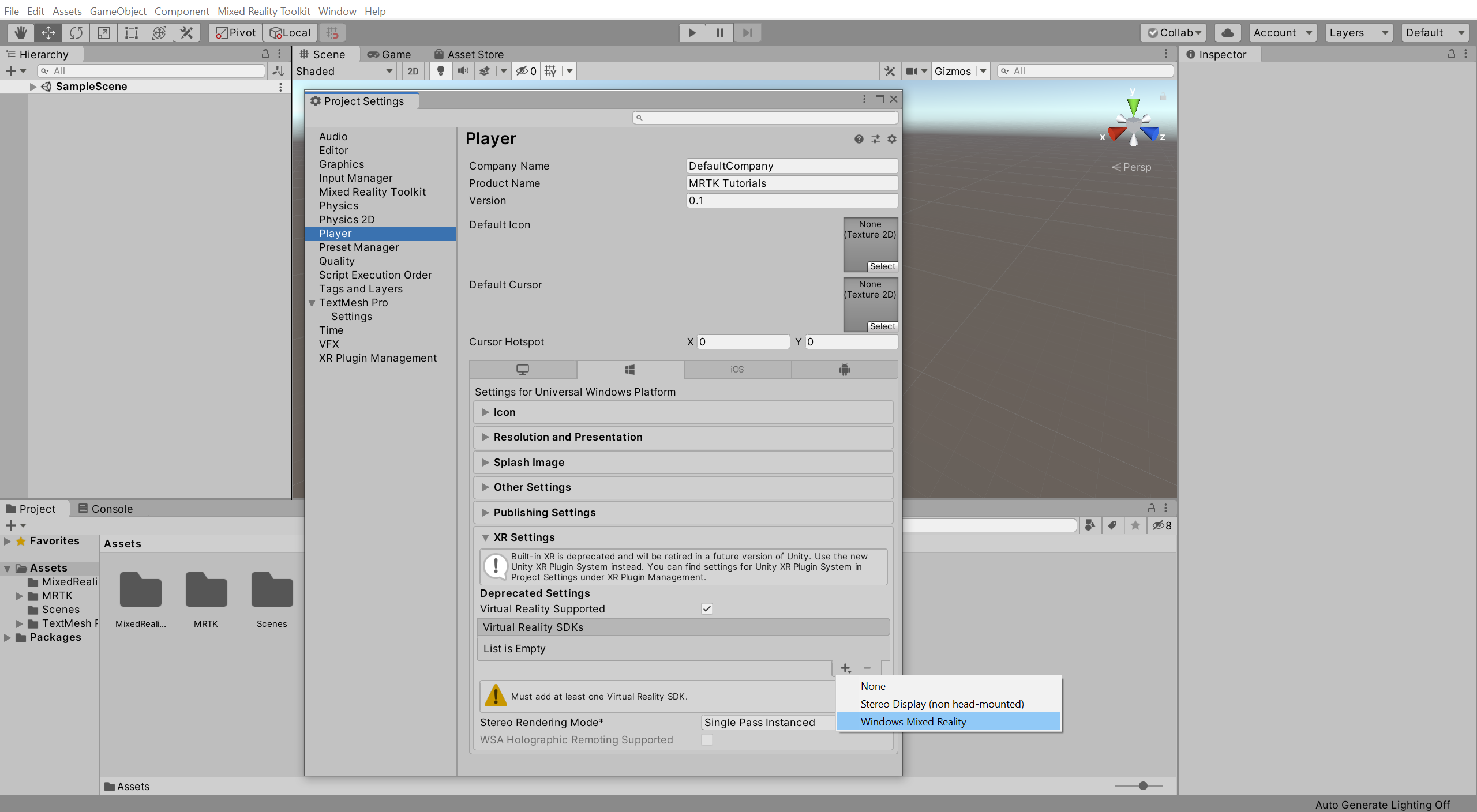 HoloLens2教程：创建Unity工程配置MRTK工具包_mrtk下载-CSDN博客
