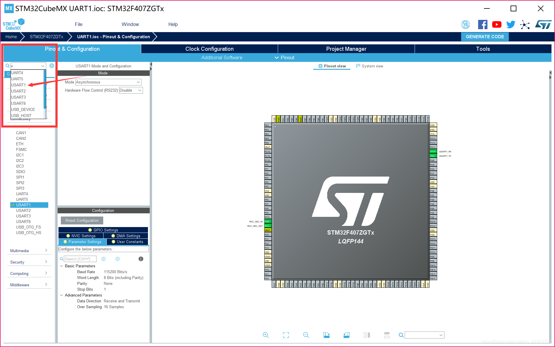 【stm32f4】hal库 Cubemx三 串口实验f4 Cubemx 串口 Csdn博客