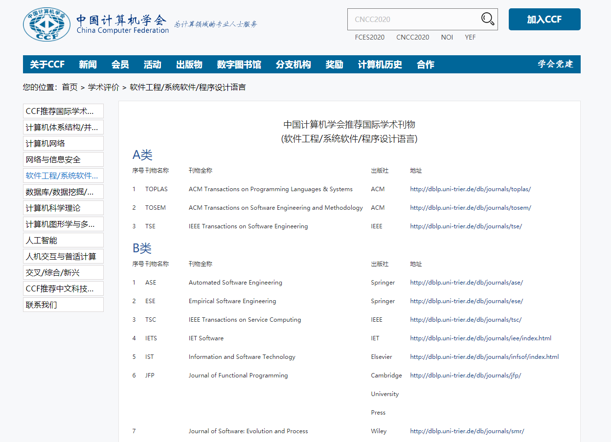ccf会议、期刊等级认定标准_isbi会议等级 ccf-CSDN博客