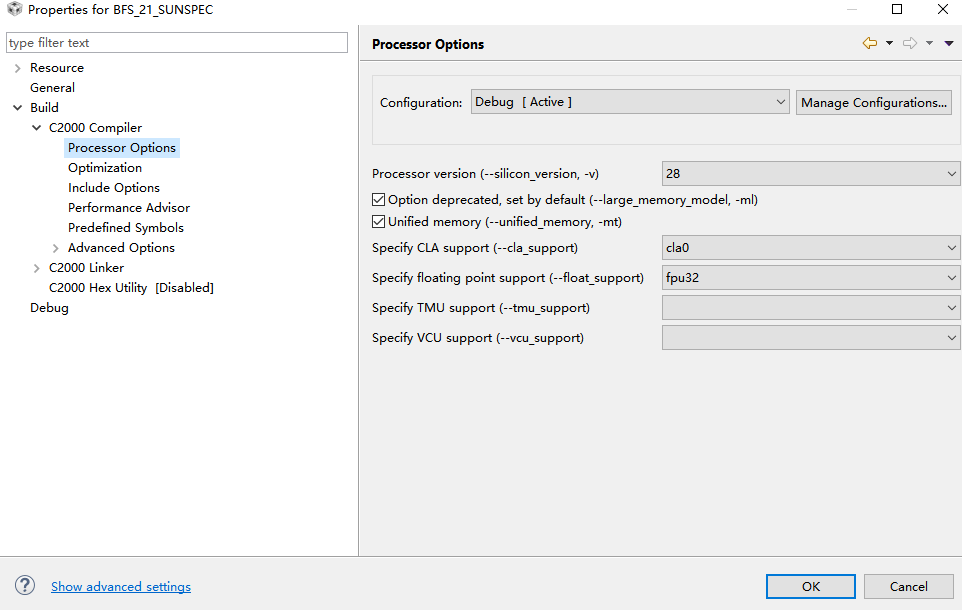 Ccs6 报错： C28fpu32 解决办法 Specifies Isa Revision C28fpu32 Which Is Not