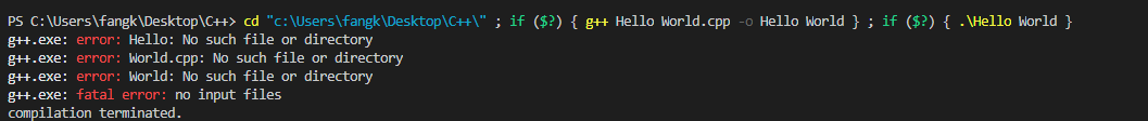 VSCode“g++.exe: error: Hello: No such file or directory“报错原因之一_g++.exe: error: 0101输出hello: no ...