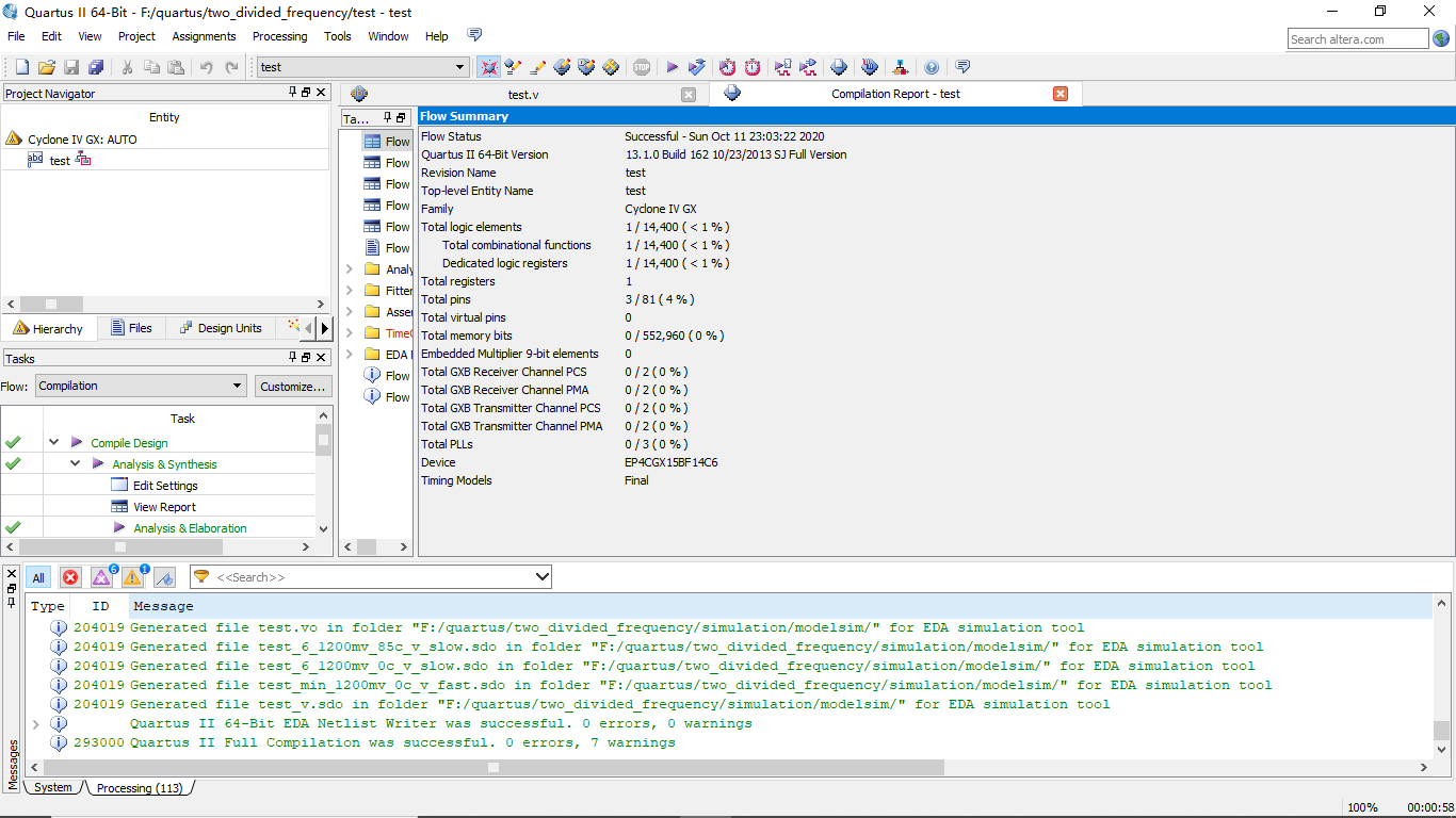 最详细的Quartus + Modesim完整波形仿真过程_quartus仿真波形-CSDN博客