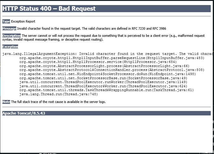 帆软下钻报表报错Invalid character found in the request target.The valid characters are defined in RFC ...