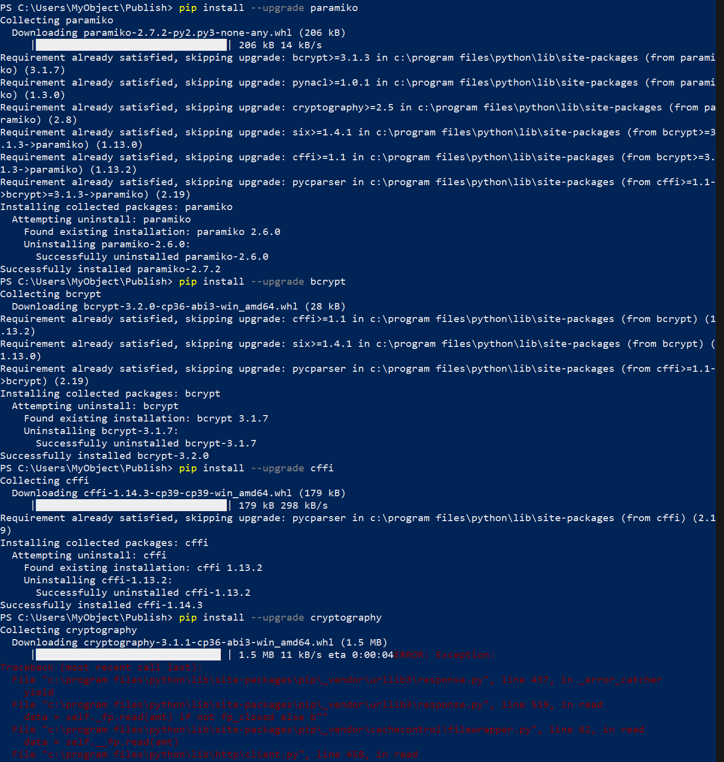 记录一下升级Python3.9.0后 cannot import name ‘_bcrypt‘ from partially initialized module ‘bcrypt‘的问题 ...