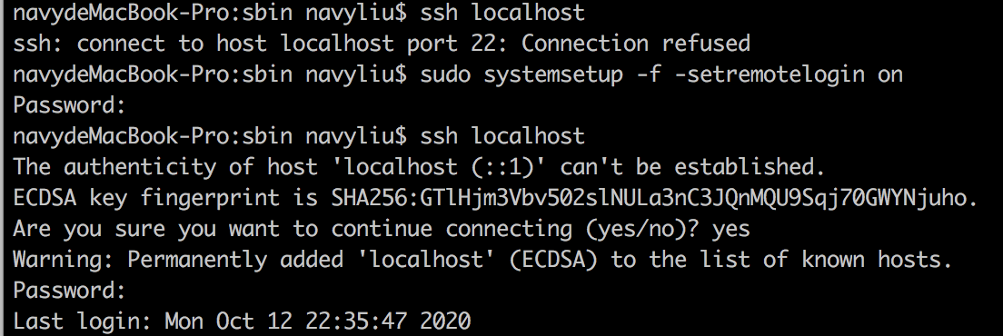 解决mac下 ssh: connect to host localhost port 22: Connection refused - 灰信网（软件开发博客聚合）