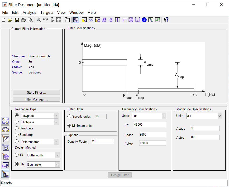 MATLAB利用Filter Design设计滤波器_filterdesigner设计iir滤波器时sos和g如何使用-CSDN博客