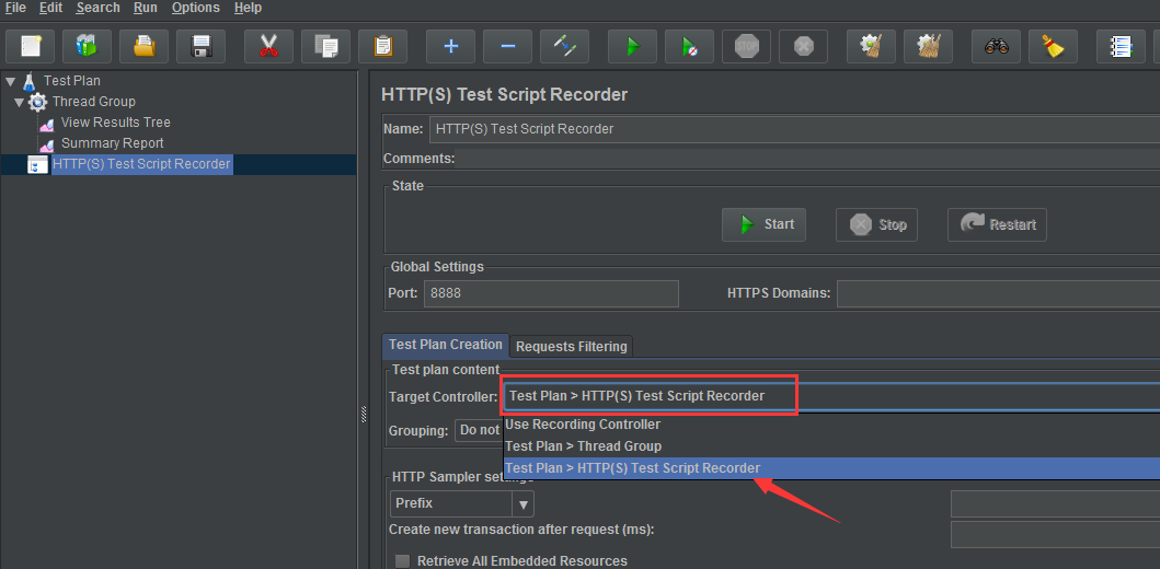 target controller is configured to “use recording Controller“ but no such controller exists ...