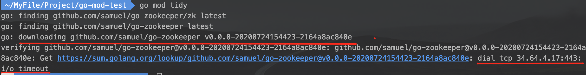 go mod download appears dial tcp 34.64.4.17:443: i/o timeout ...