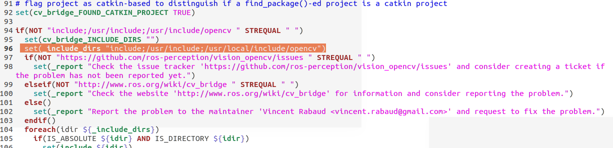 ROSERROR : CMake Error at /opt/ros/melodic/share/cv_bridge/cmake/cv_bridgeConfig.cmake:113 ...