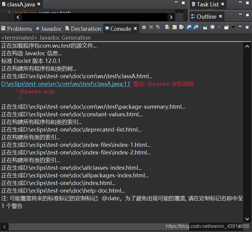 Eclipse Javadoc生成发生的错误 Javadoc 错误 未知标记 Date Csdn博客