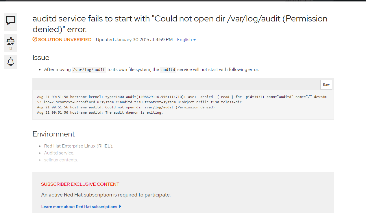2020-10-21 auditd: Could not open dir /var/log/audit (Permission denied) 报错解决_could not open dir ...