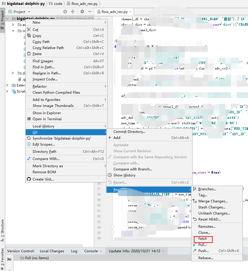 pycharm 拉取远程分支_pycharm fetch-CSDN博客