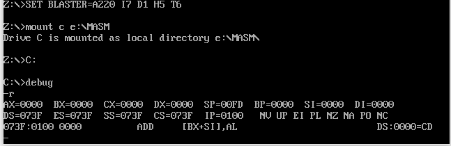 DOSBOX中debug常用指令的使用_dosbox怎么加空格符-CSDN博客