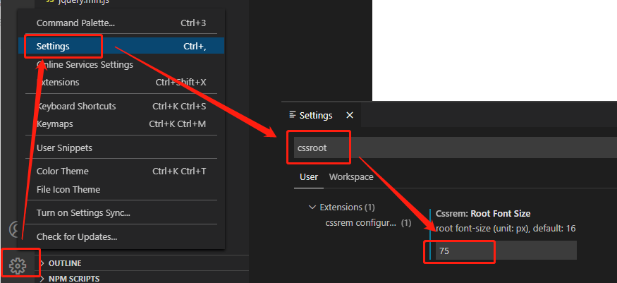 VSCode px转换rem插件 cssrem_改变vscode 插件cssrem默认值-CSDN博客
