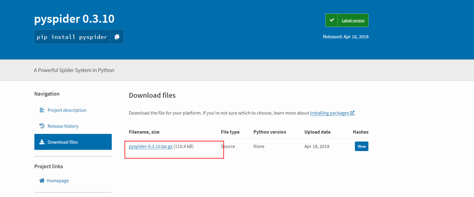 pyspider学习之---- windows安装pyspider模块_pyspider文档 下载-CSDN博客
