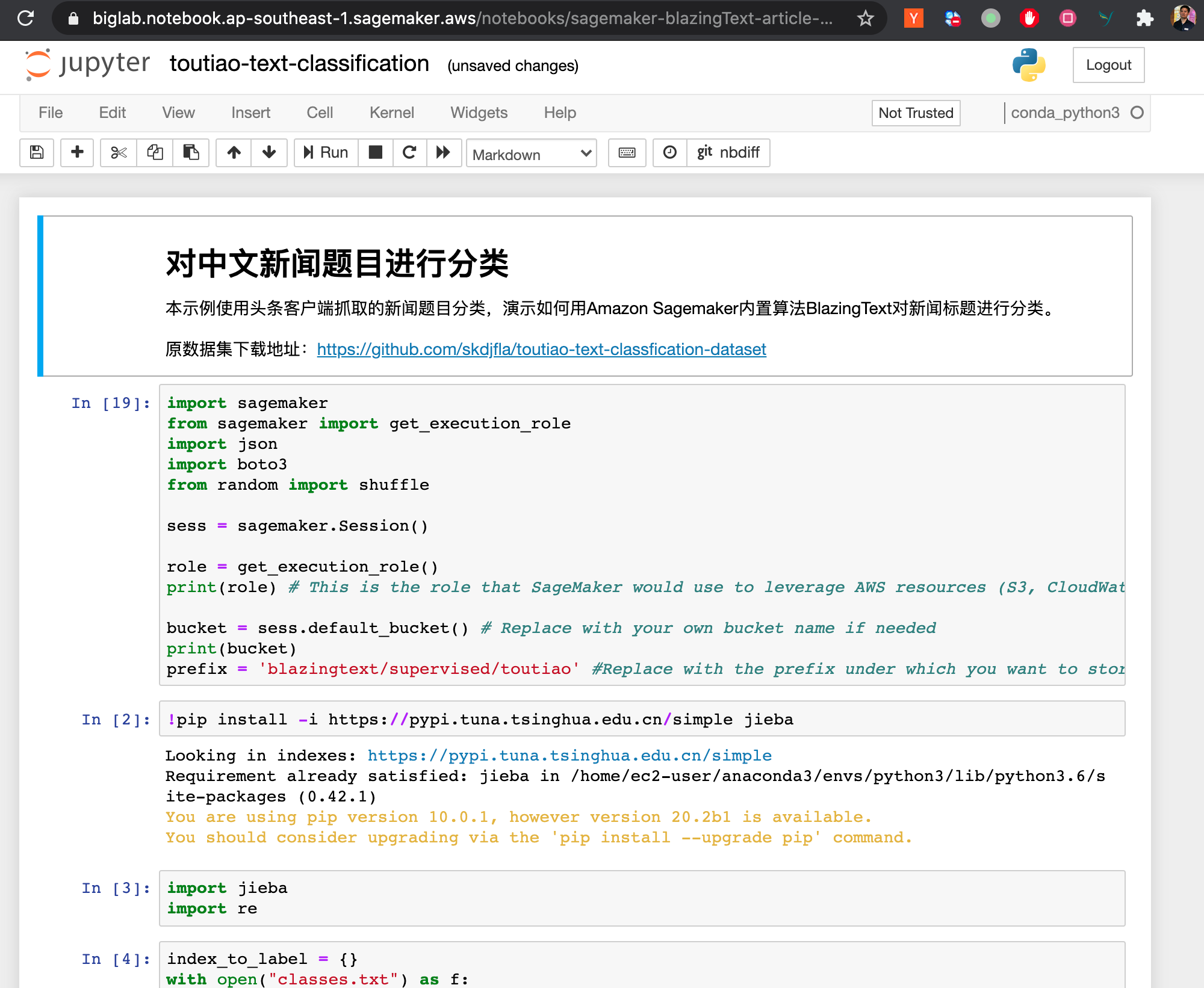 SageMaker 基于 Blazing Text的中文新闻标题分类_blazingtext-CSDN博客