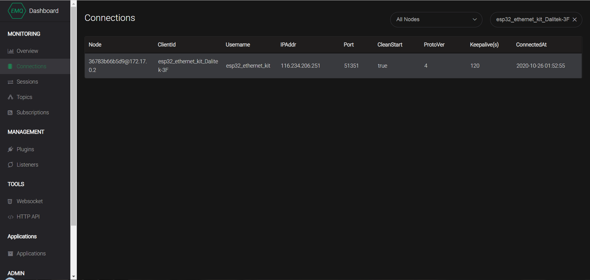 Esp32-ethernet-kit_A_V1.2 使用mqtt协议，实现客户端与服务器通信，数据上报给服务器包括客户端设备ID，用户名IP ...