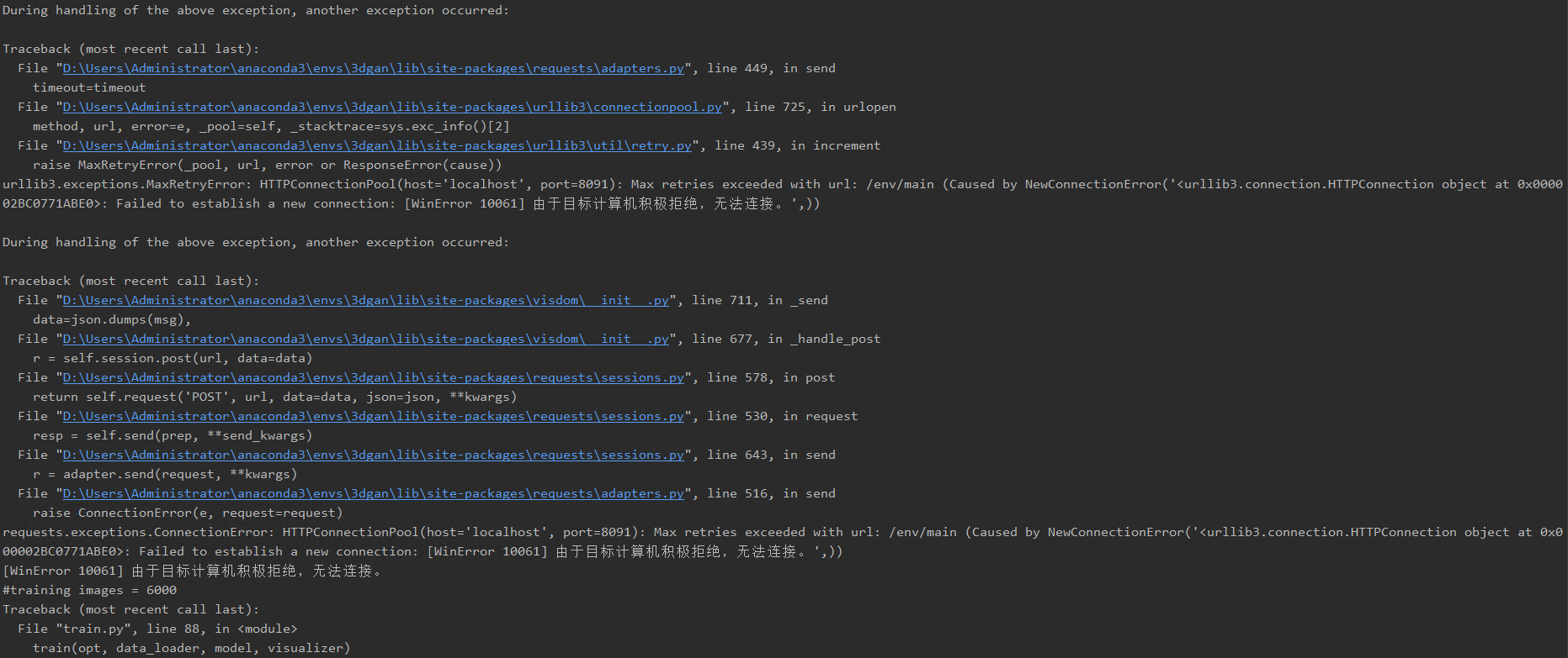 Connectionrefusederror [winerror 10061] 由于目标计算机积极拒绝，无法连接。 Csdn博客