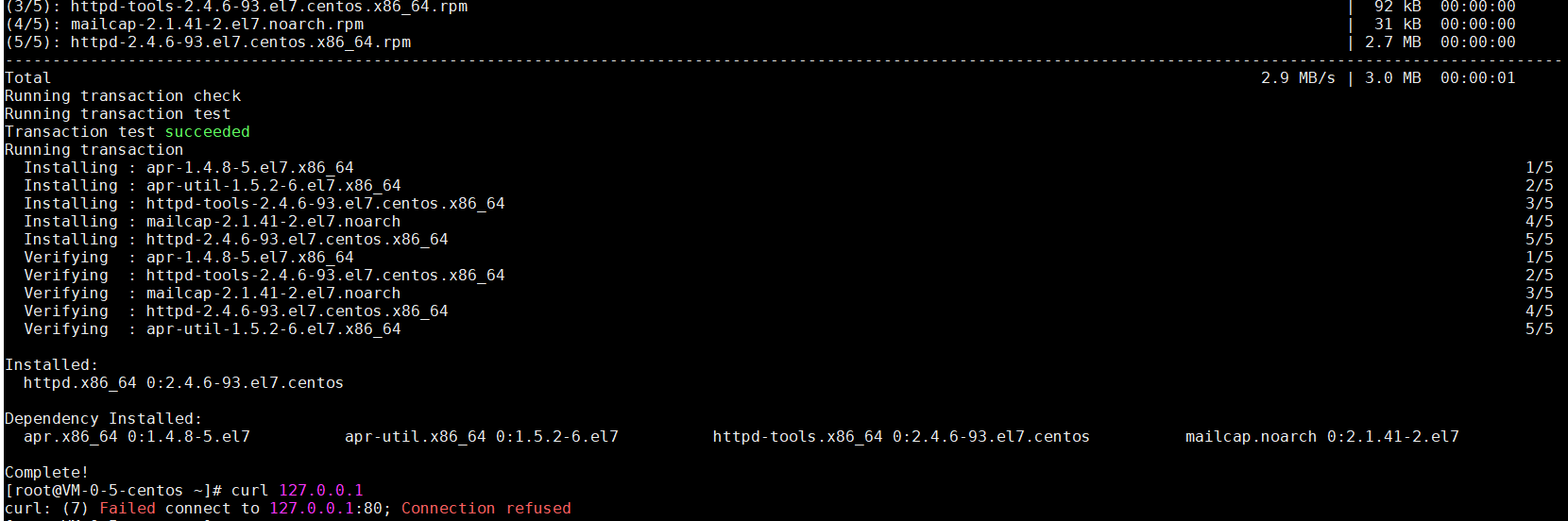 linux刚安装的httpd报curl: (7) Failed connect to 127.0.0.1:80； Connection refused_curl: (7) failed to ...