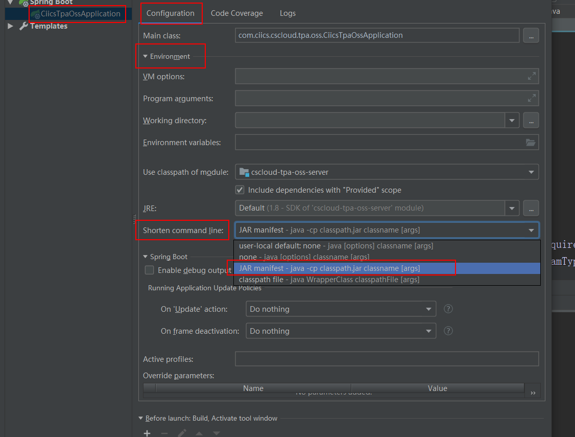 Command line is too long. Shorten command line for xx or also for Spring Boot default ...