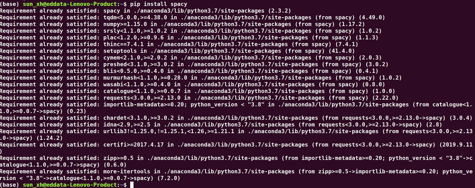 解决NLP任务中安装spacy的问题： Can‘t find model ‘en_core_web_sm‘. It doesn‘t seem to be a shortcut link ...