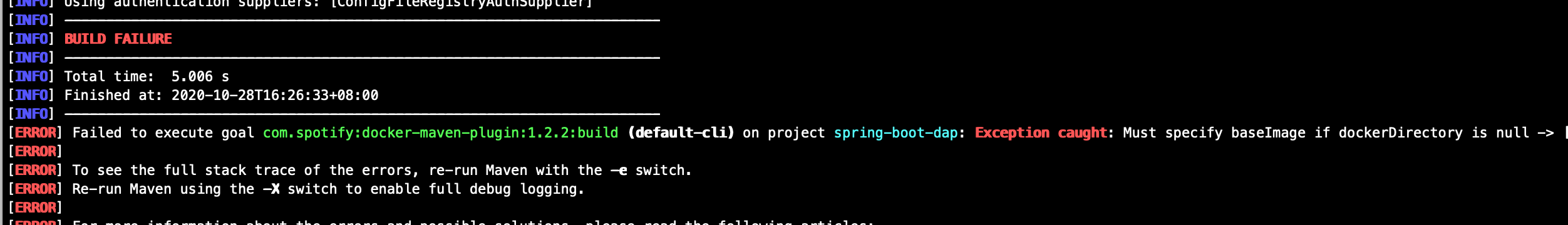 springboot 构建 dockerfile 报错：Must specify baseImage if dockerDirectory is null-CSDN博客