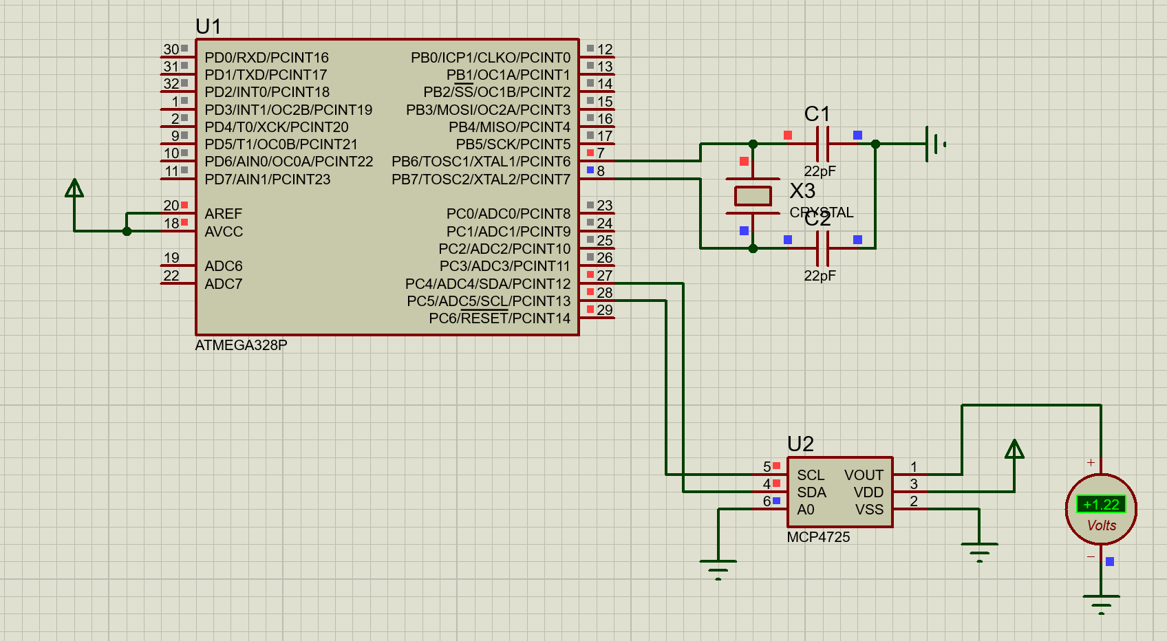 arduino atmega328P MCP4725 proteus 仿真 程序_arduino uno atmega328p单片机 ...