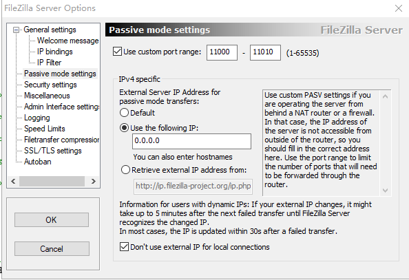 【报错记录】外网连接Filezilla Server报425 Can‘t open data connection for transfer of “/“_filezila 425 can't ...