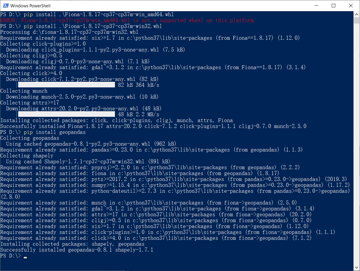 pip install geopandas出错_geopandas 用不了-CSDN博客