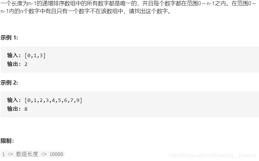 Python 剑指offer 53 Ii 0~n 1中缺失的数字 Def Missingnumber Self Mun List
