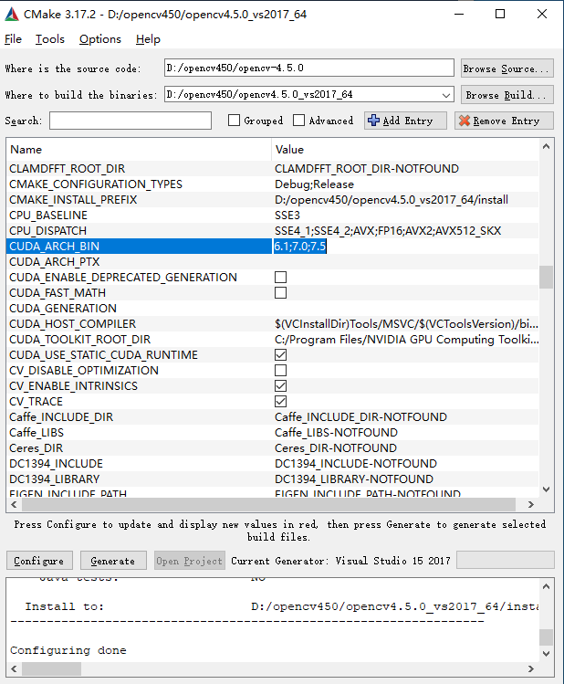 win10+vs2017+opencv4.5.0+opencv_contrib-4.5.0+cuda源码编译详细教程_win10 cmake opencv cuda-CSDN博客