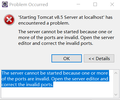 eclipse Tomcat关于端口的报错解决方案_the server cannot be started because one or more o-CSDN博客