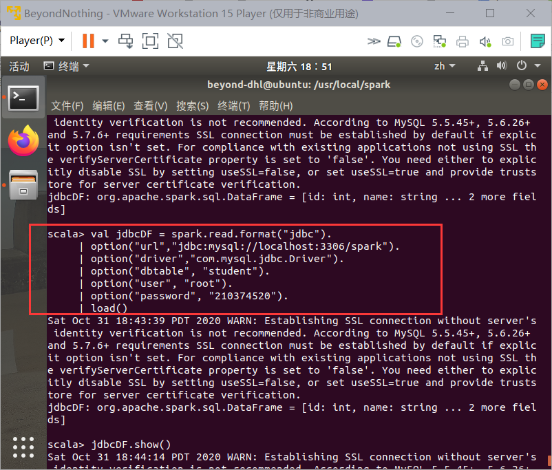 Spark编程:使用Spark SQL 连接数据库 2020.11.01_使用spark登录数据库-CSDN博客
