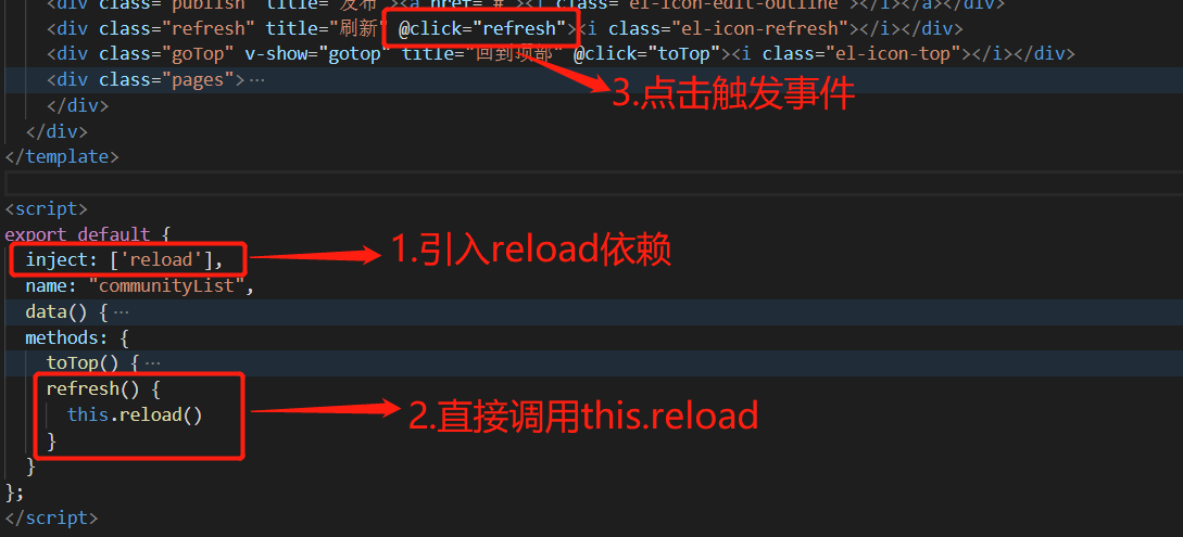 VUE中实现点击按钮刷新页面的方法_vue inject reload-CSDN博客
