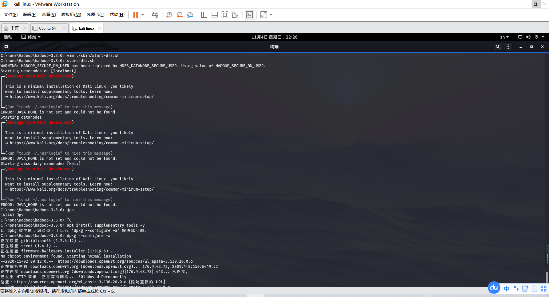 Kali Linux 安装 jdk 和搭建 hadoop 平台 （干货，超详细！！适合纯小白）_kali linux上有没有自带java和jdk-CSDN博客