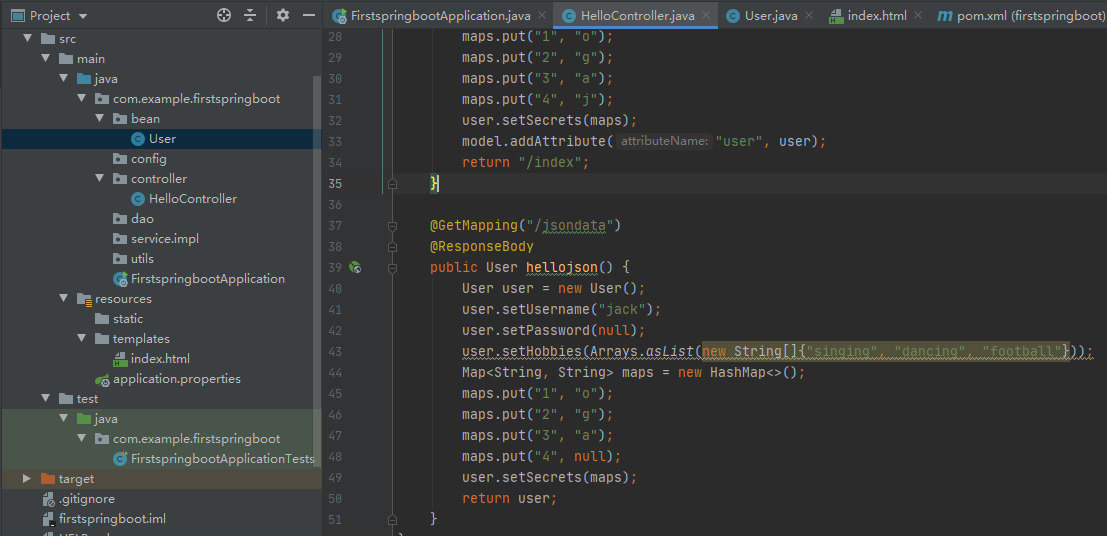 IDEA新建spring boot web项目并运行返回 html，json_为什么idea调完方法返回了一个json格式的数据-CSDN博客