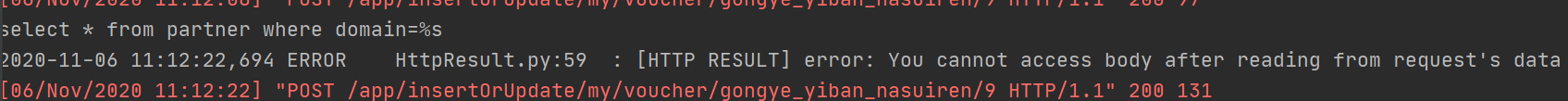 django post请求报错: You cannot access body after reading from request‘s data stream_you cannot ...